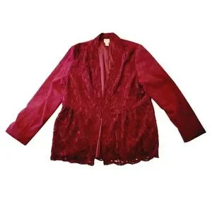 Chico's | Jackets & Coats | Chicos 2 Burgundy Faux Suede And Lace Hook ...